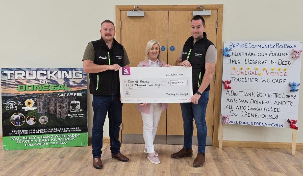 Trucking for Donegal presents cheque worth €8,000 to Donegal Hospice ...